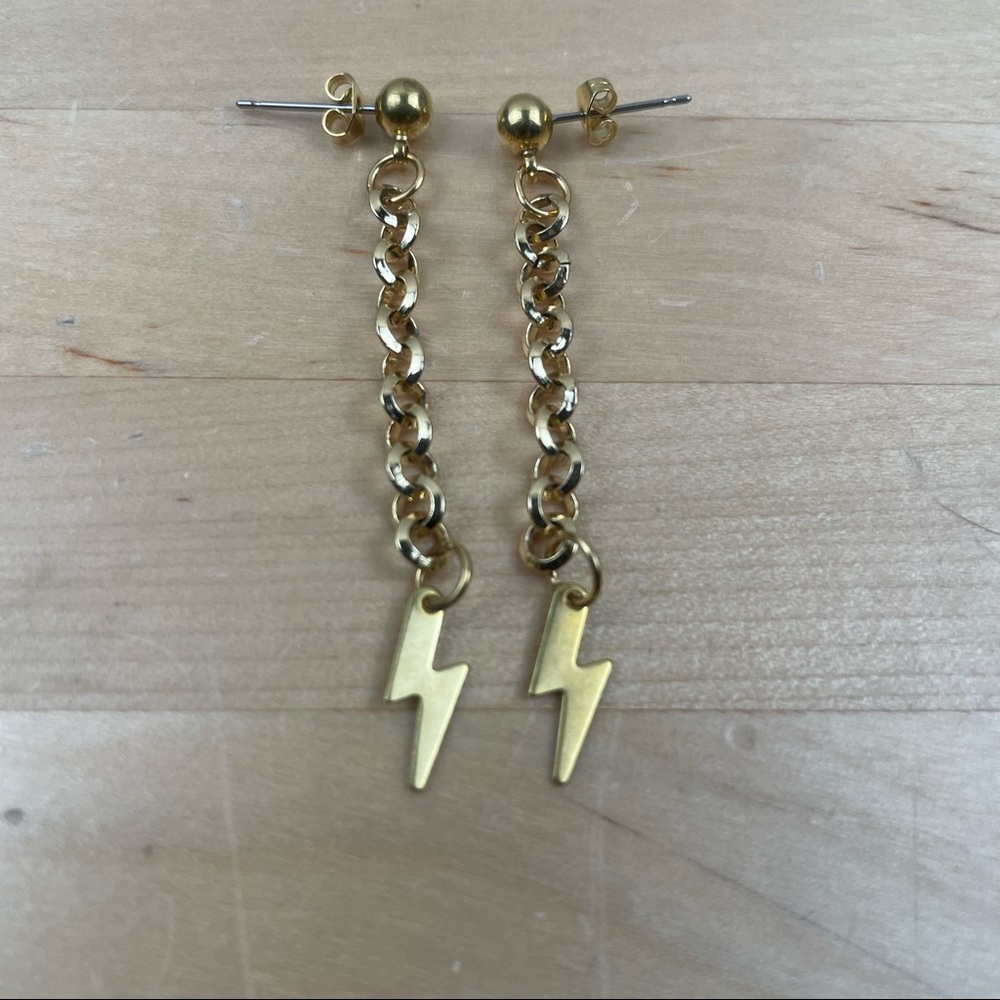 Lightning Bolt Thunderbolt Earrings - Gem